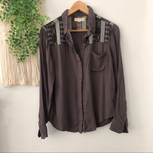Anthropologie | Tops | Staring At Stars Embroidered Button Down Top ...